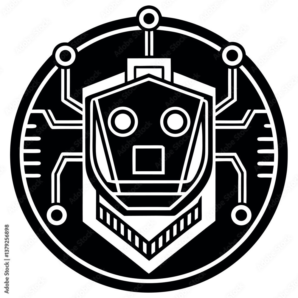 Icon AI Technology. Artificial Intelligence. Humanoid robot uses AI ...