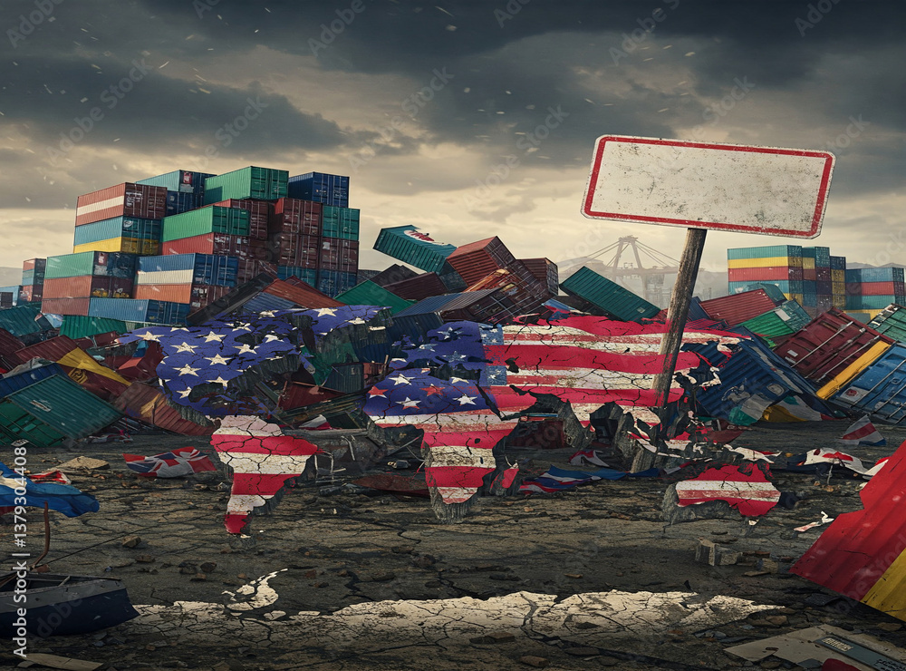 Economic Collapse and Global Trade Crisis Depicted Through a Broken ...