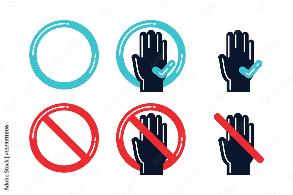 Simple hand gesture control symbols, ideal for touch screen interfaces, interactive displays ...