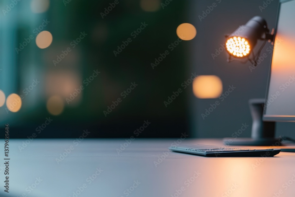 minimalistic setup of digital streaming workspace with modern computer ...