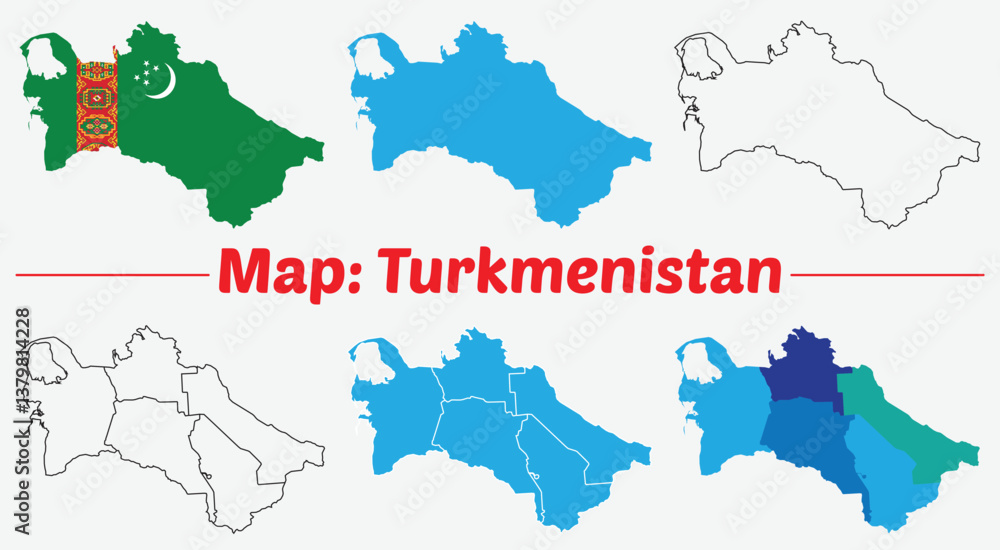 Maps of Turkmenistan , Outline, and Regional Divisions, Turkmenistan ...