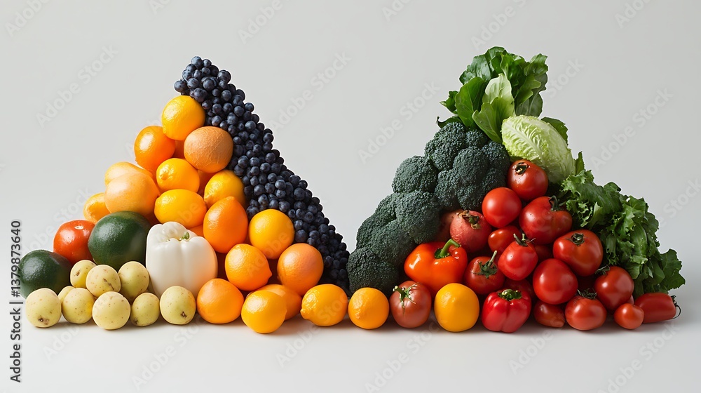 A realistic side-by-side food pyramid comparison, unhealthy foods ...