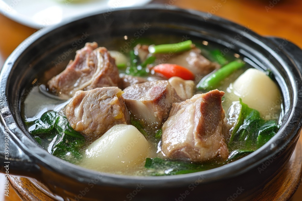 Filipino Sinigang: Traditional Pork Soup Stew with Tamarind and ...