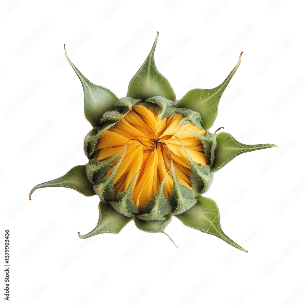 Partially Open Sunflower on transparent background Stock Photo | Adobe ...