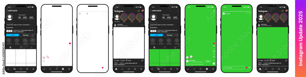 Instagram Post Reels Story mockup template. dark mode instagram mockup ...