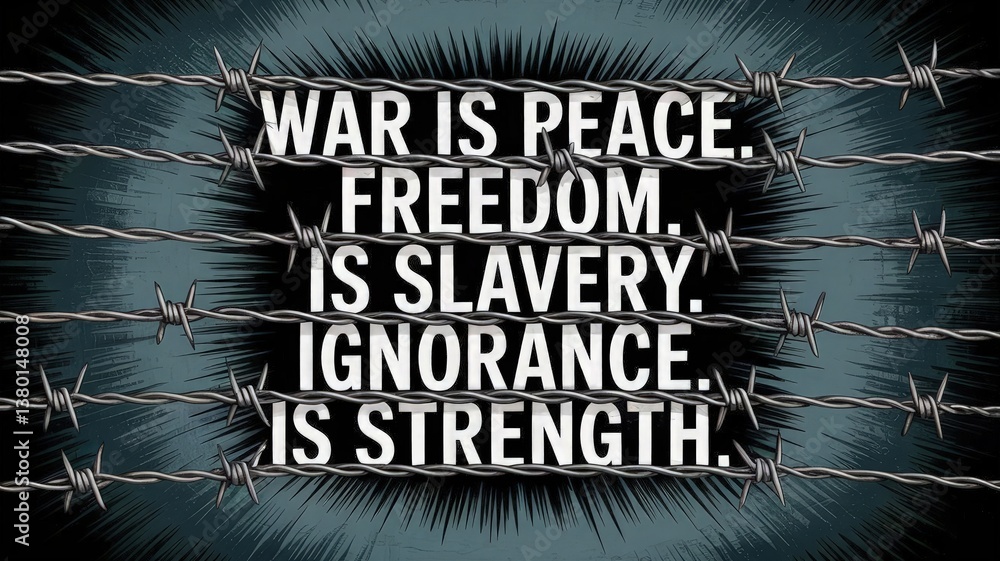 Thought-Provoking Conflict: "War is Peace" concept, interwoven with ...