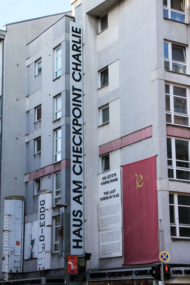 Haus am Checkpoint Charlie in Berlin with Soviet Flag Display and ...