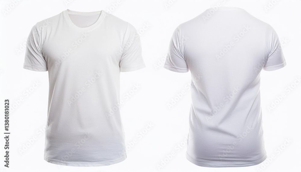 White shirt mock up template, front and back view, isolated on white ...