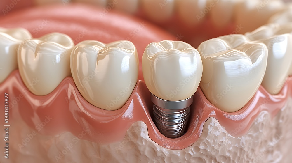 Educational dental implant exploded diagram, isolated elements ...