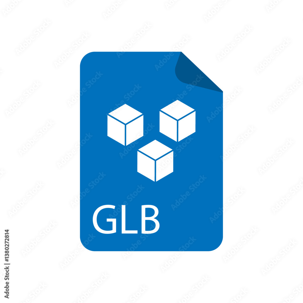 GLB file format icon in a modern vector style with three 3D cubes ...