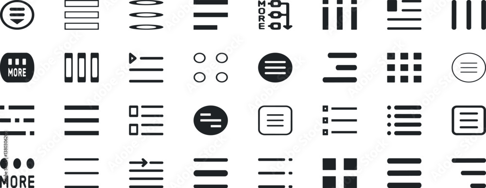 Vector de Stock hamburger menu vector set, three line menu icon, UI symbol, user interface ...