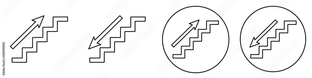 Stairs up, stairs down icon. Stairway direction information symbol ...