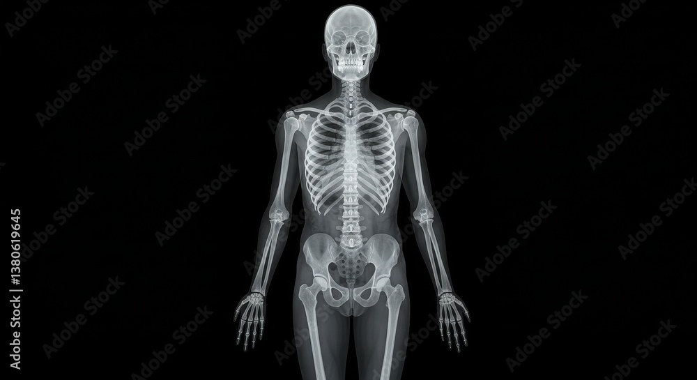 Human Skeleton X Ray Anatomy - Medical showing a full skeletal ...