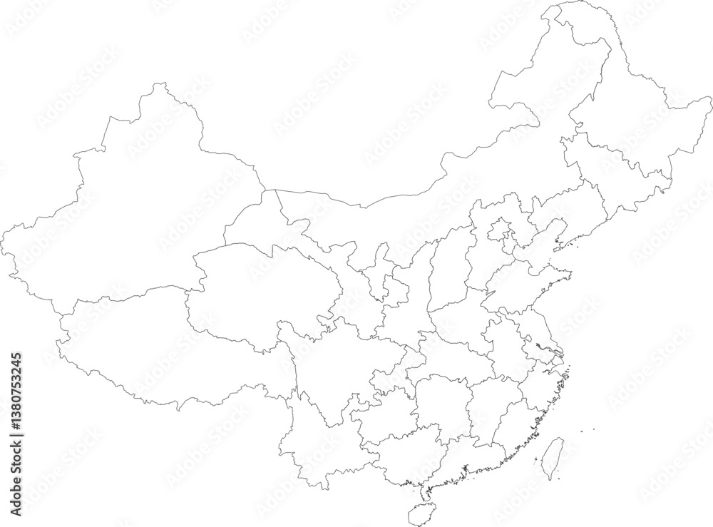 China vector map with province boundaries (Web Mercator projection, PPT ...