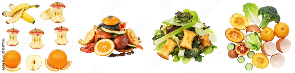 Four categories of food waste fruit, vegetable peels, green waste, and ...