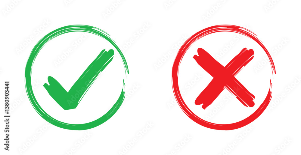 Symboles de questionnaire et de sondage : correct et incorrect, cochés ...