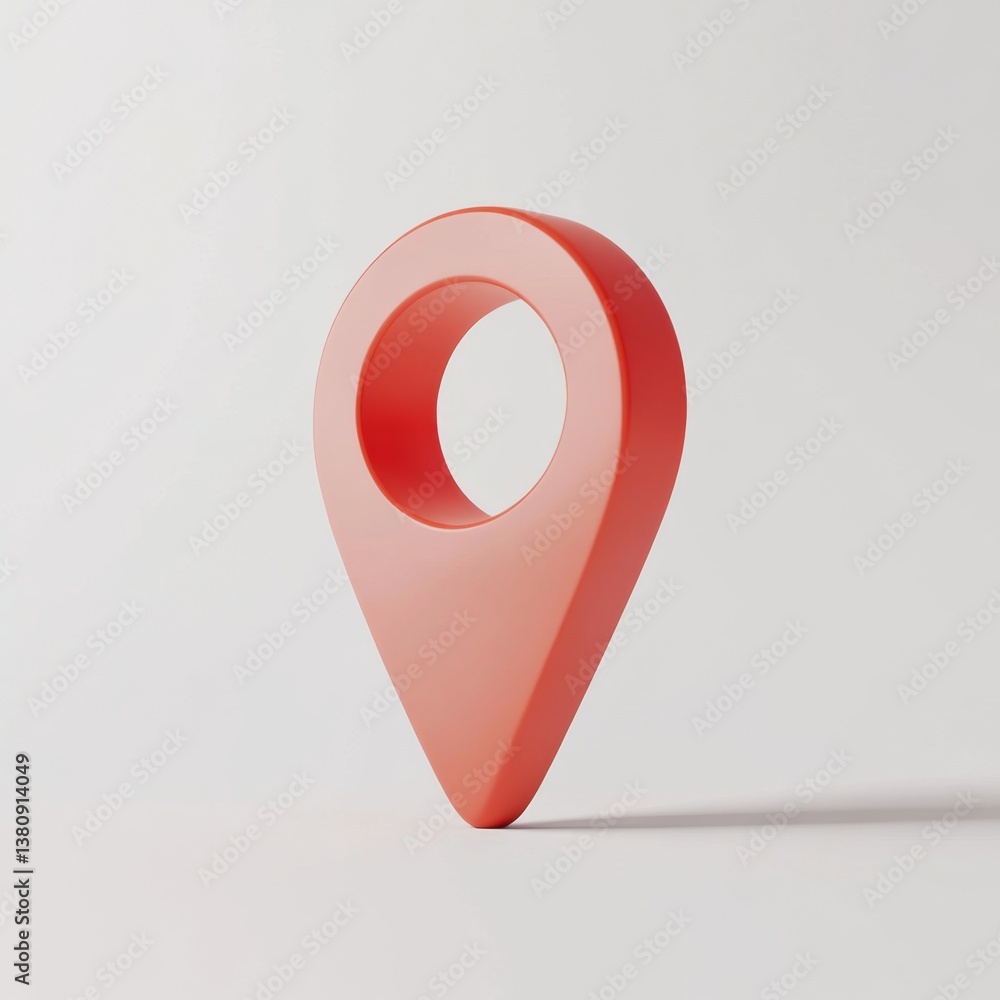 Red location pin, 3D render, white background, map marker, website icon ...