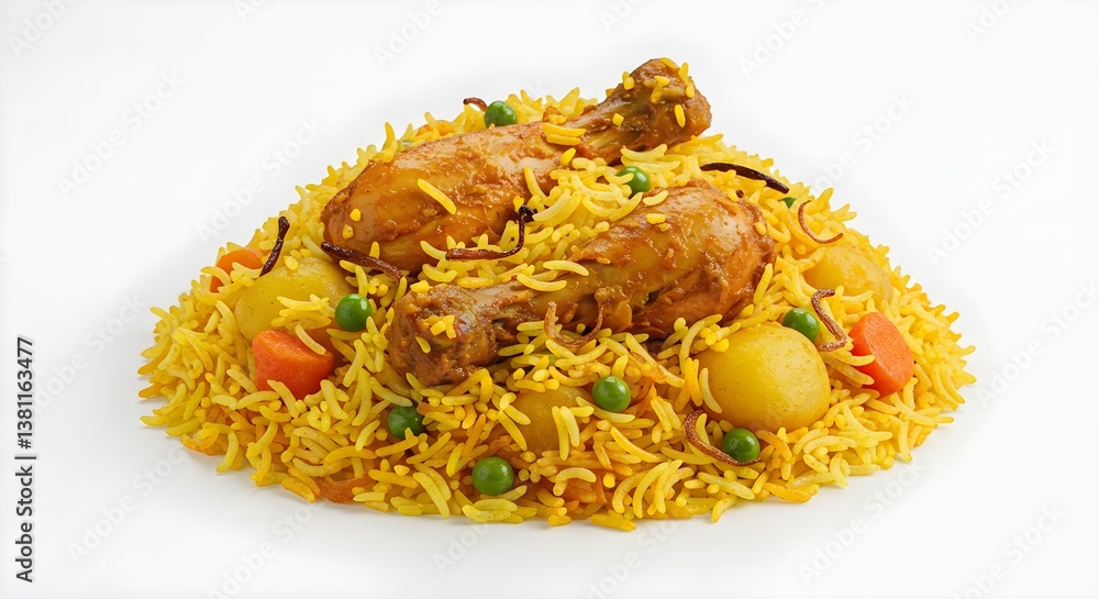 Authentic dum-style chicken biryani featuring long-grain rice, fiery ...