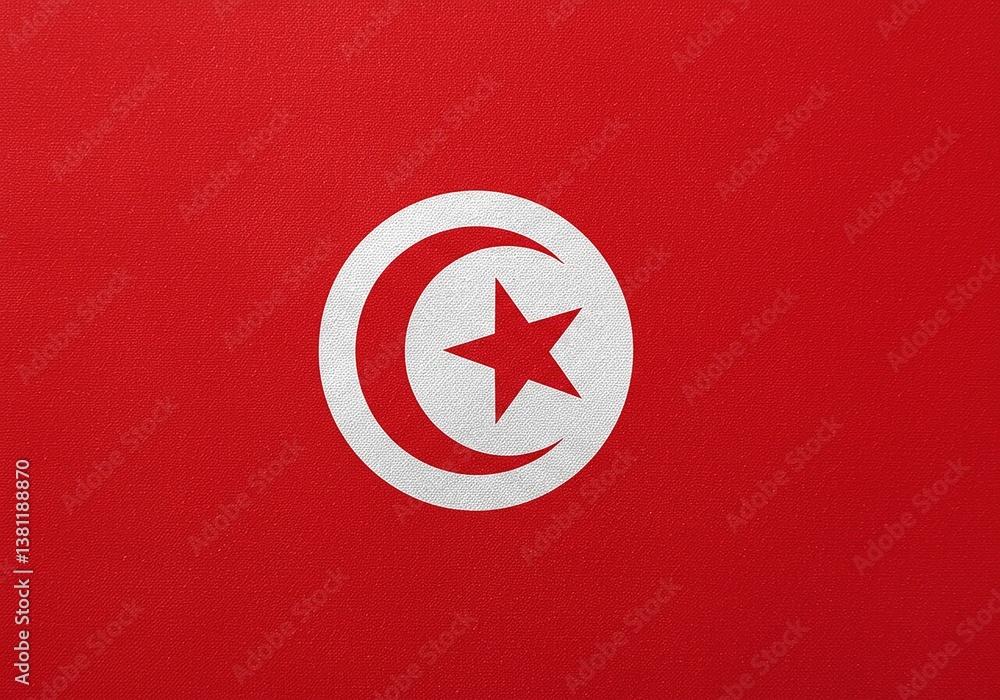 Tunisian Flag Red Background, Crescent Moon, Star, Symbol of Tunisia ...