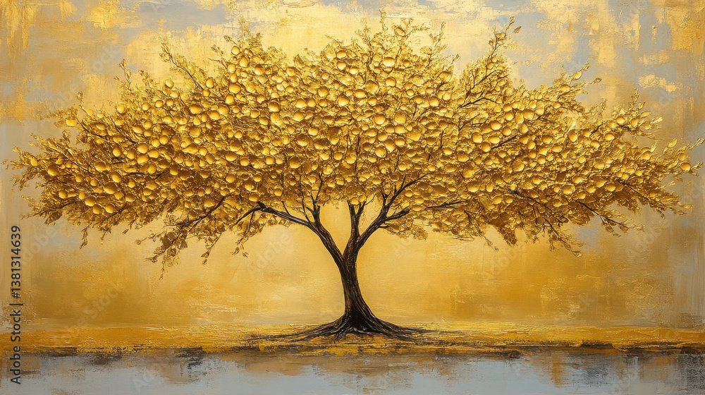 Golden money tree art, feng shui․ Stock Illustration | Adobe Stock