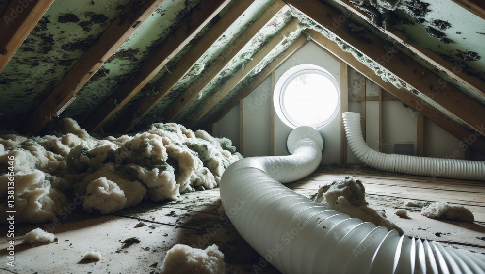 Mold damage caused by a bathroom exhaust fan that was not properly ...