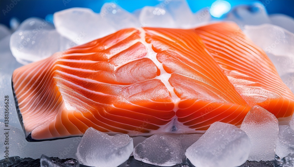 Foto de Stock salmon fresco fileteado y exhibido sobre hielo con ...