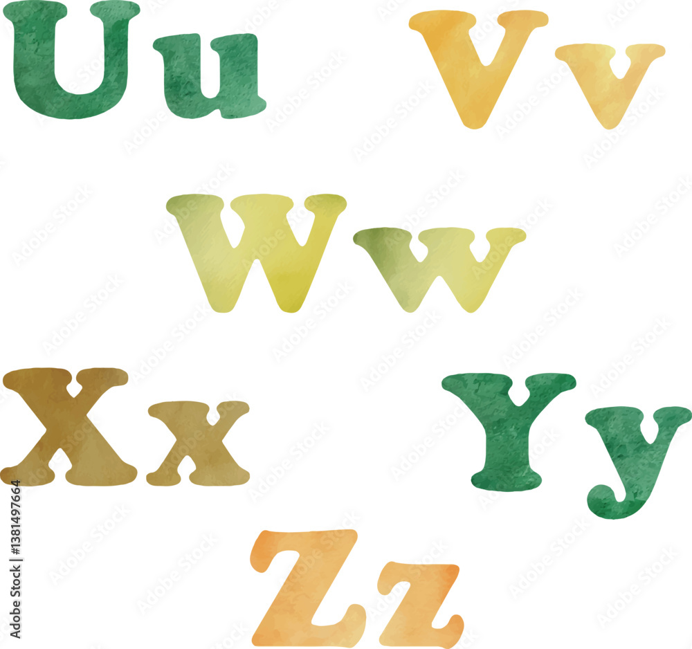 Vector Alphabet clipart part 4/4. Watercolor ABC, ABC Flashcards ...