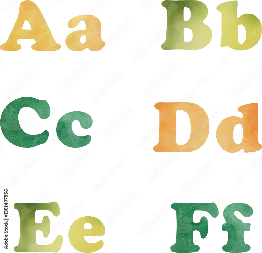 Vector Alphabet clipart part 1/4. Watercolor ABC, ABC Flashcards ...