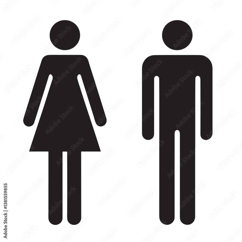 Restroom door pictograms. Woman and man public toilet vector signs ...