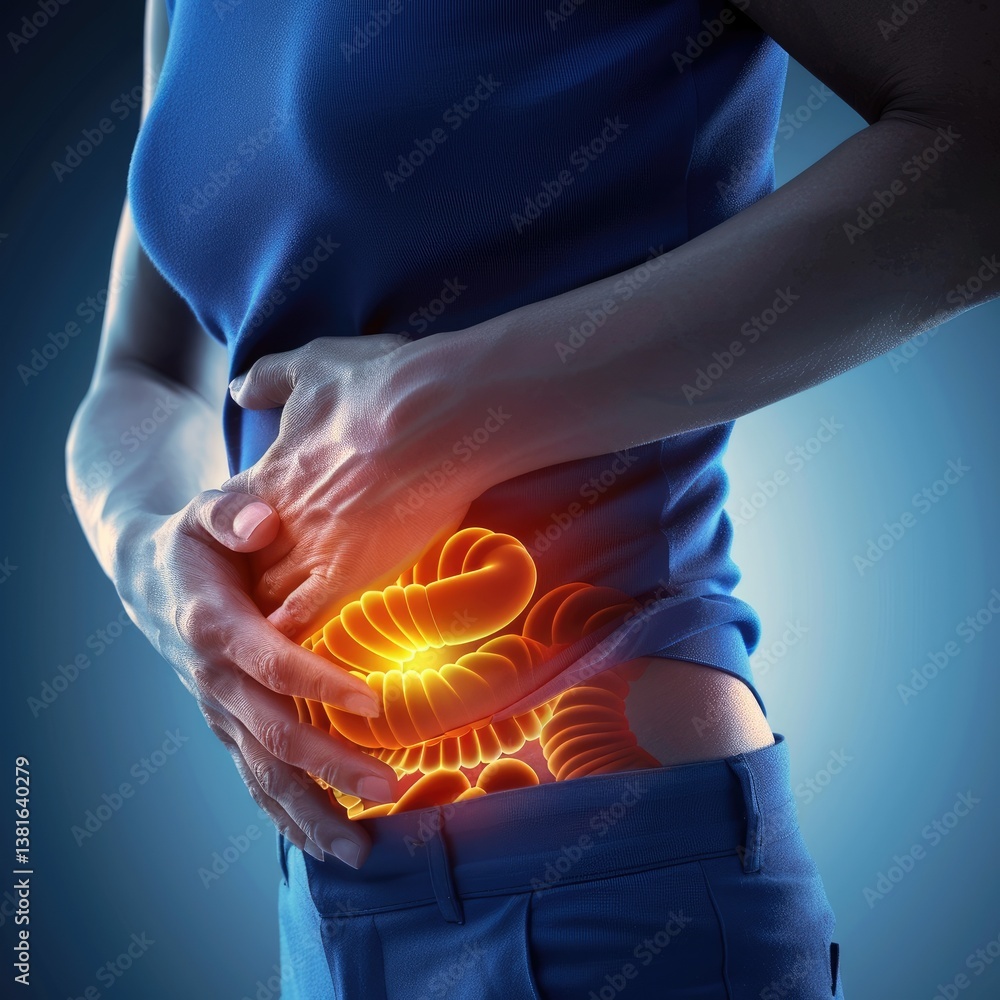 Bowel discomfort in abdomen - gut tension, intestinal cramp, stomach ...