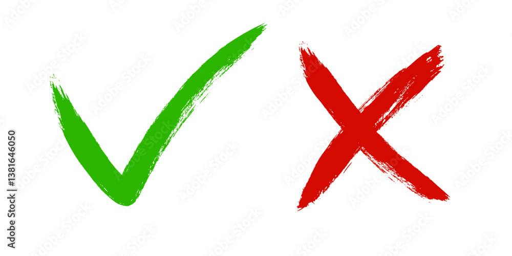 Tick and Cross sign elements. Vector check marks, approval signs design ...