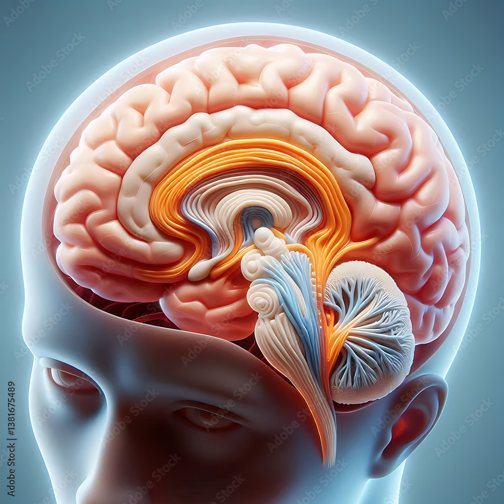 Stock-Illustration „Caudate nucleus (yellow), putamen (green), globus ...