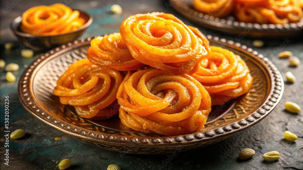 Crispy Jalebi, Top View, Indian Sweet, Dessert Plate, Food Photography ...