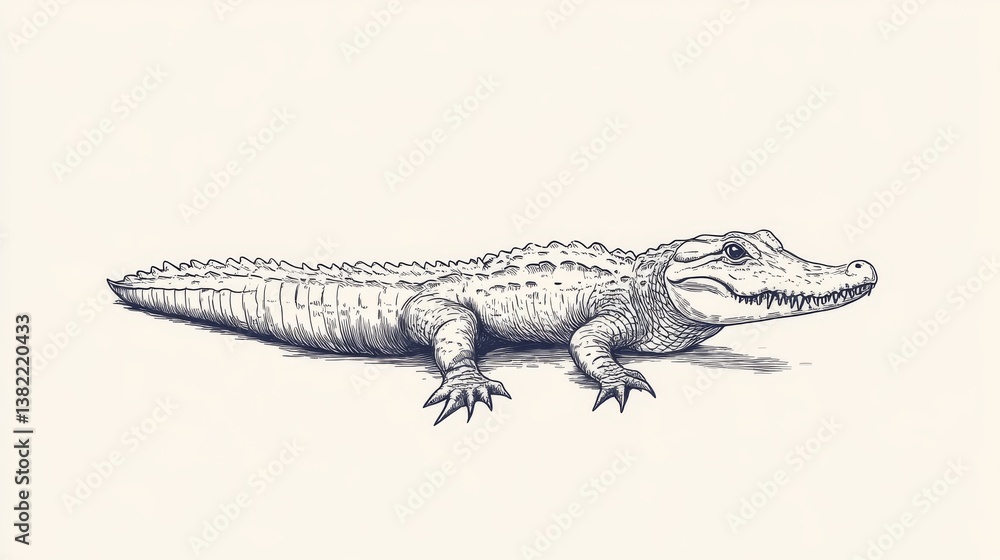 One continuous line drawing of a crocodile. Animal concept. Single line ...