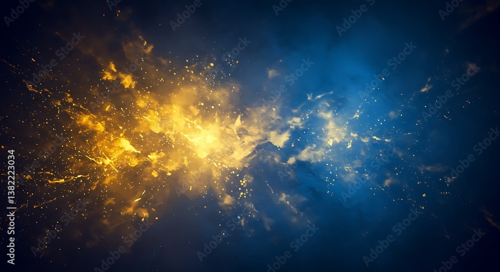 Golden Hour Collision Blue And Gold Nebula Celestial Fire And Ice ...