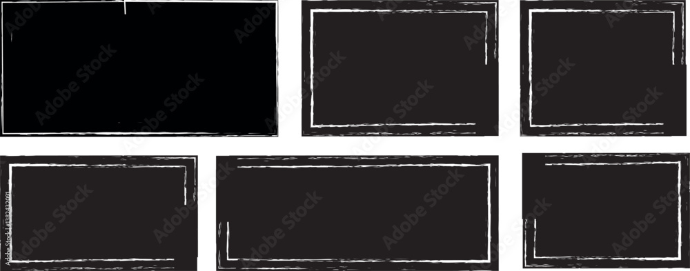 Set of grunge style rectangle template backgrounds. Vector black ...