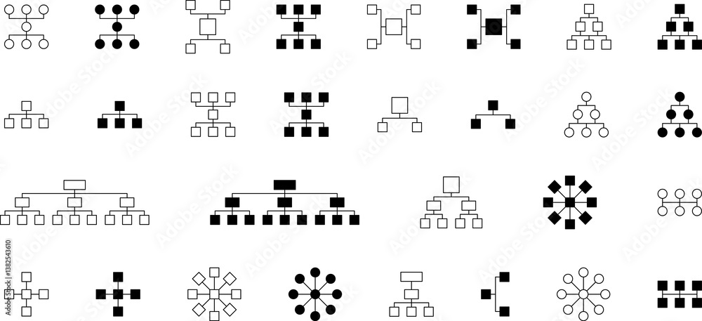 Flowchart. Hierarchy vector icons. Org chart. Organizational flow. Stock Illustration | Adobe Stock