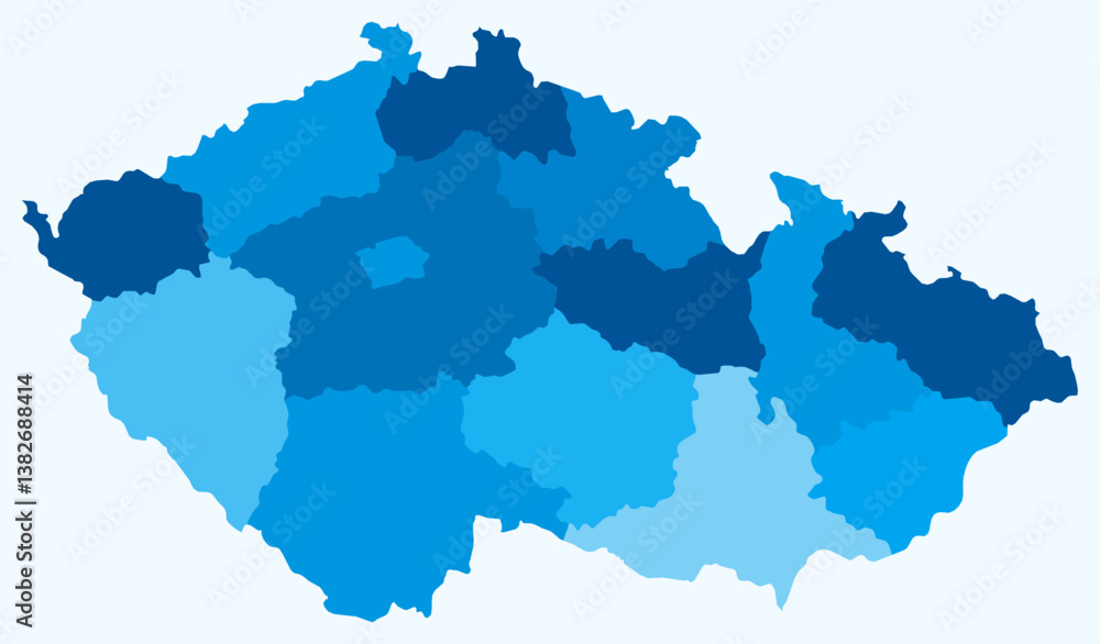 Map of Czechia with regions. Just a simple country border map with ...