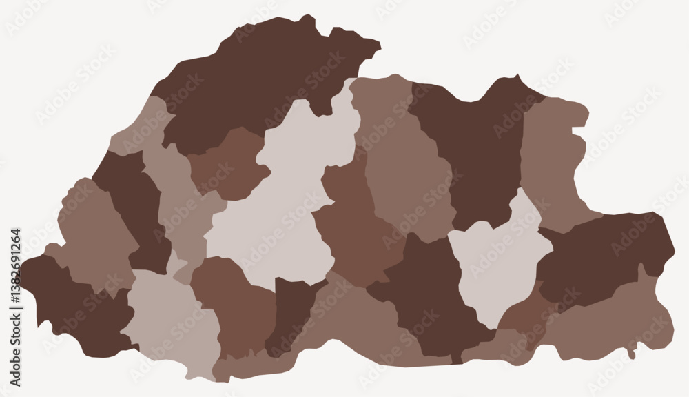 Map of Bhutan with regions. Just a simple country border map with ...