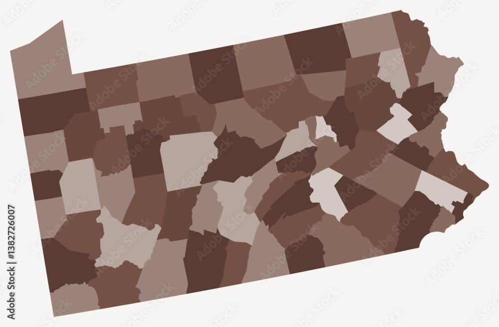 Map of Pennsylvania with counties. Just a simple state border map with ...