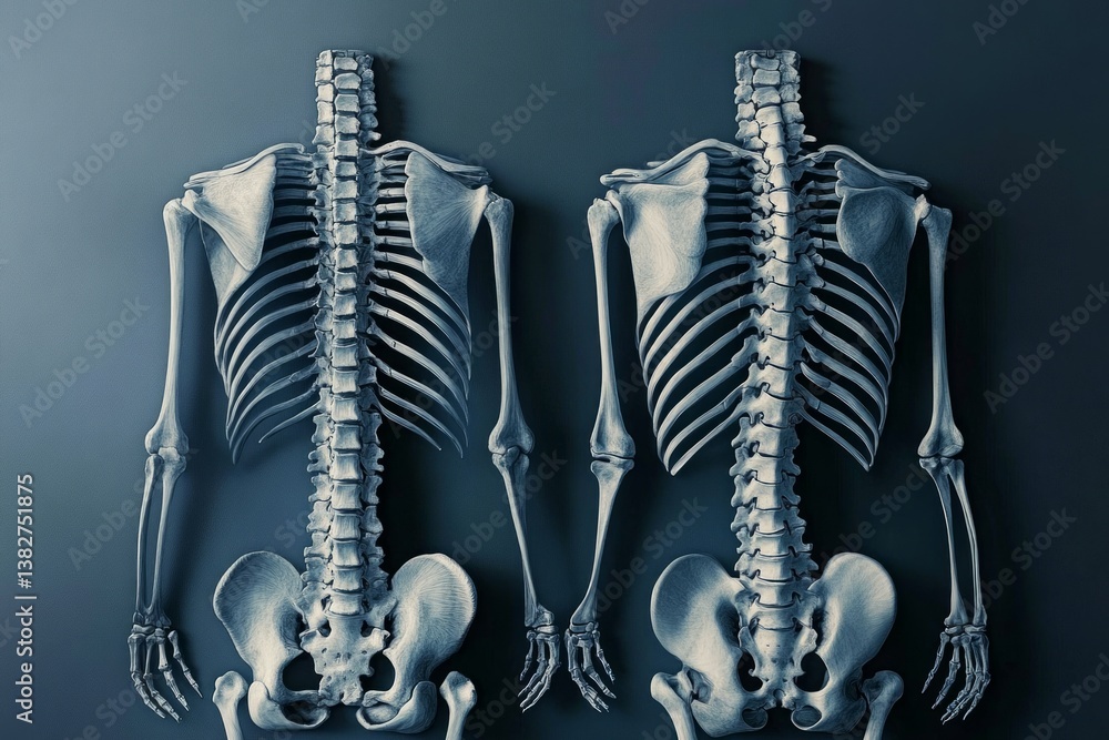 reate a highly detailed and realistic medical illustration of two full ...
