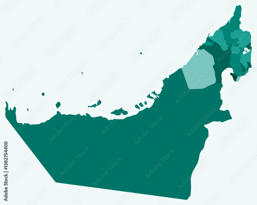 Map of United Arab Emirates with regions. Just a simple country border ...