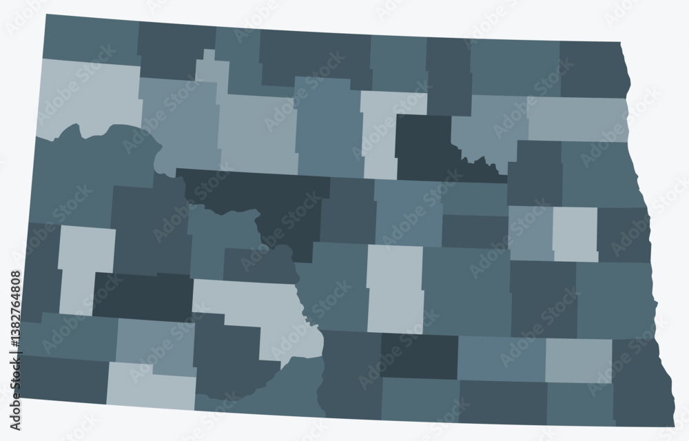Map of North Dakota with counties. Just a simple state border map with ...