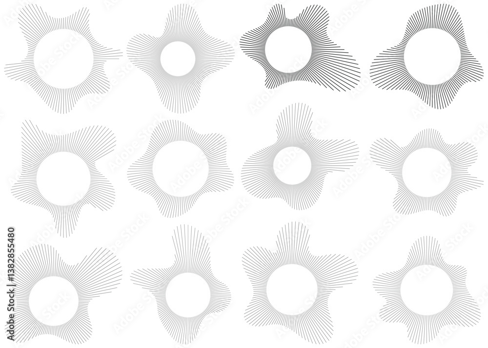Music equalizer and sound wave. Circular sound waves, depicting audio ...