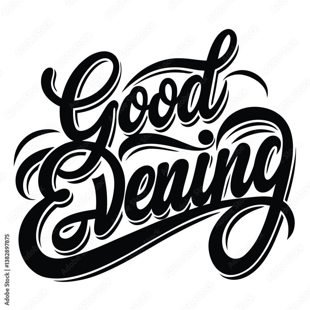 Good Evening line art icon sign sketch freehand outline silhouette ...