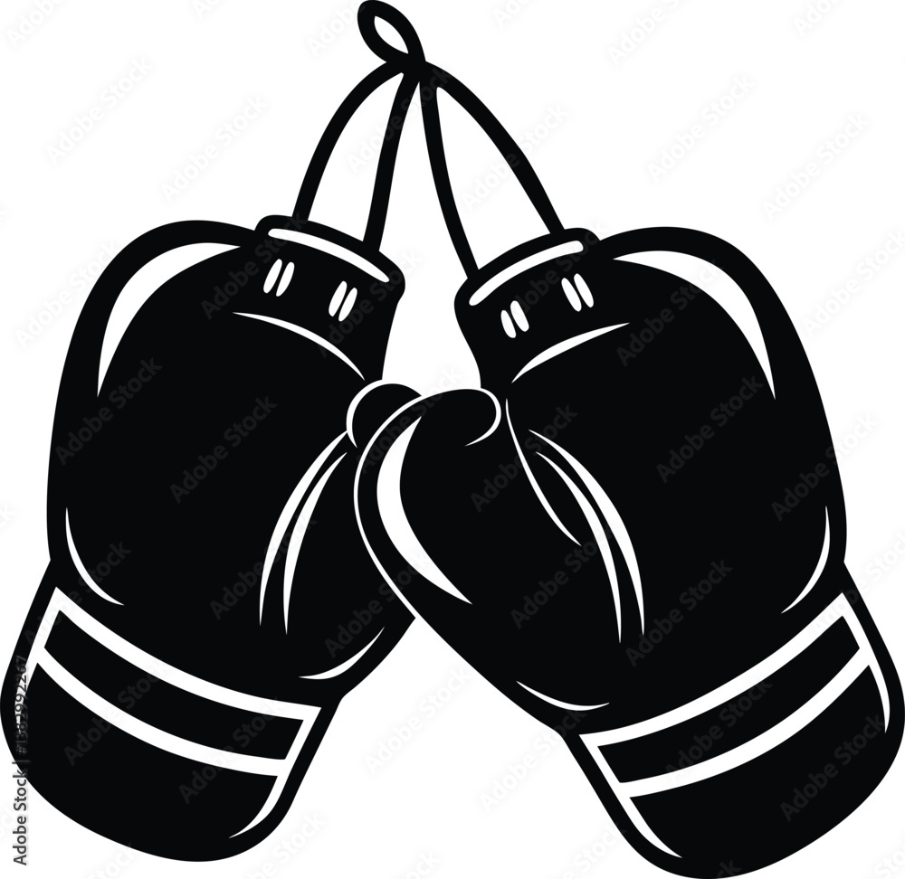 beautiful black Boxing Gloves vector silhouette art this is an editable ...