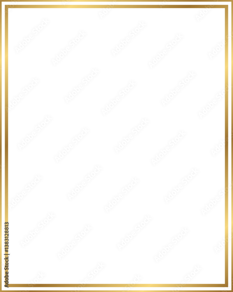 Double line rectangle golden frame isolated on transparent background ...