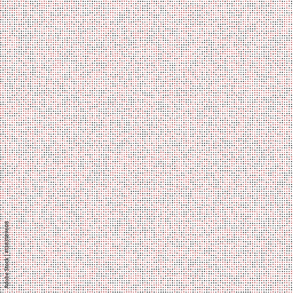 128x128 matrix with 16384 playing card symbols with red hearts and ...