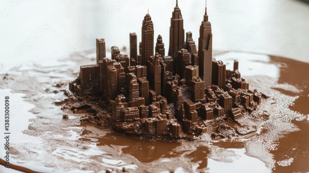 Chocolate Metropolis: A 3D-printed Chocolate City Submerged in Melted ...