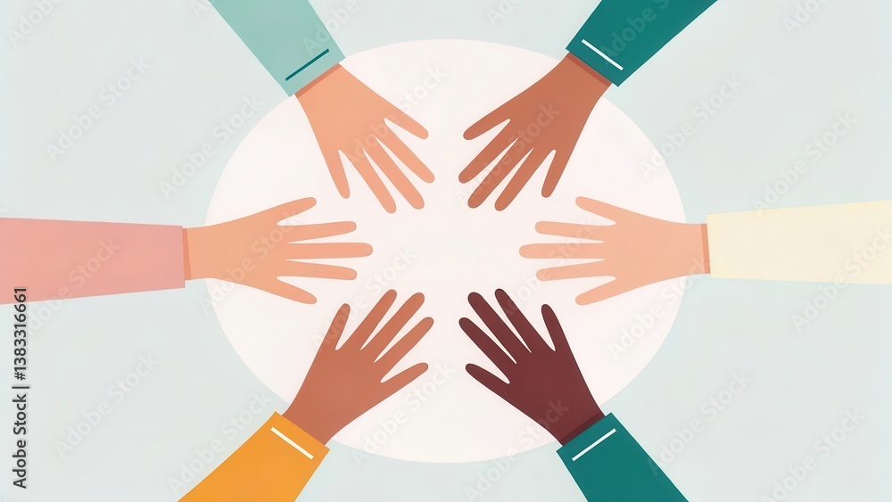 Cross Cultural Collaboration, represented by diverse hands reaching ...
